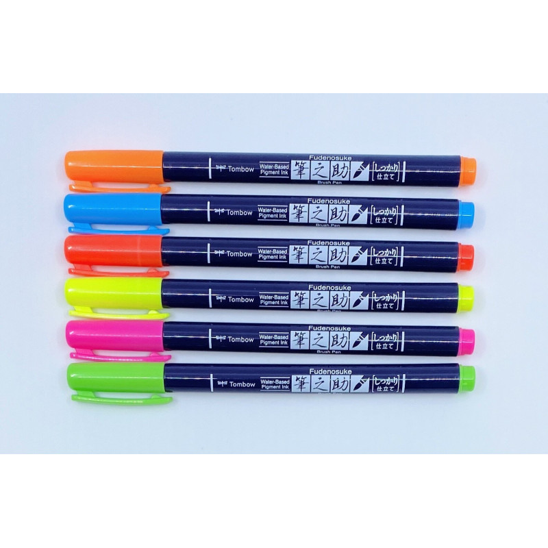 Tombow Fudenosuke Hard Tip Brush Pen Neon - Yellow
