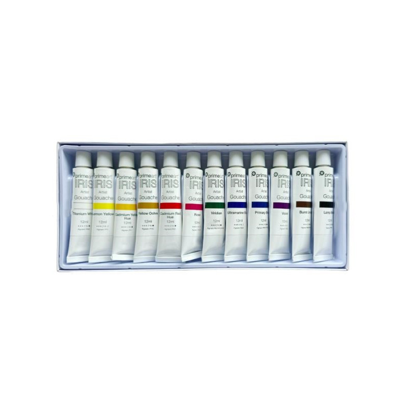 Prime Art IRIS Artist Gouache 12ml Set Of 12 Tubes
